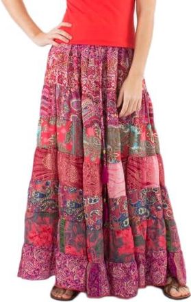 Coline Jupe Longue Ethnique imprimé Patchwork - Couleur : Moutarde - Taille Unique