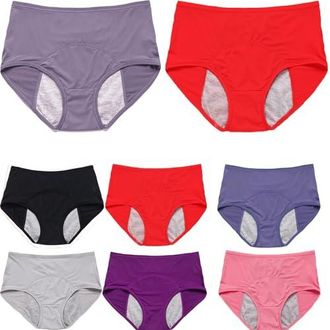 Generic Culotte taille haute en maille pour femme - Culotte en coton doux post-partum - Culotte menstruelle pour femme, 2 pi&egrave;ces-F, 5XL