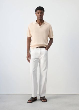 Mango Jean 100 % coton regular-fit blanc cass&eacute; - Homme - 38 - MANGO MAN