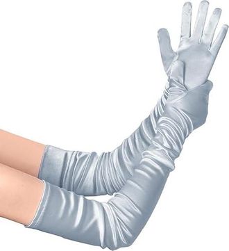 Babeyond Gants en satin BABEYOND pour femmes, gants &agrave; coudes, gants de style flapper, accessoires ann&eacute;es 1920 pour les f&ecirc;tes Great Gatsby, op&eacute;ra, bals, anniver