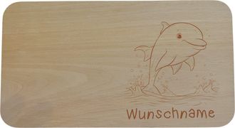 Ffelsenfest Fr&uuml;hst&uuml;cksbrettchen Kinder I Brotzeitbrett personalisiert I Delfin