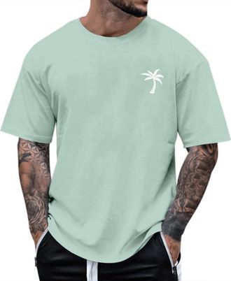 Generic Oversized Tshirt Herren Palmme Angels Tshirt Rundhals Basic Shirt Kurzarm Locker Geschnitten Baumwolle Streetwear Freizeit Oberteil Fitness Sport Work