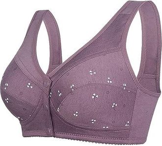 Generic Brassi&egrave;re &agrave; fermeture avant douce pour femmes, style gilet &agrave; imprim&eacute; floral, grande taille, 2026, violet, 52/120