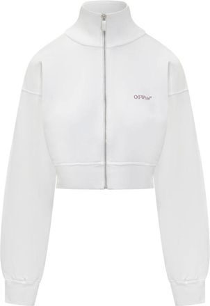 Off-white Femme, Sweatshirts et sweats &agrave; capuche, Blanc, Taille: 36 FR Cropped Zip SweaT-shirt