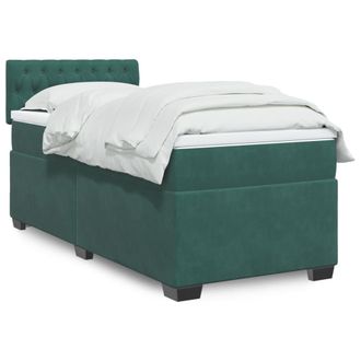 vidaXL Vidaxl - Giroletto A Molle Con Materasso Verde Scuro 90x200 Cm Velluto