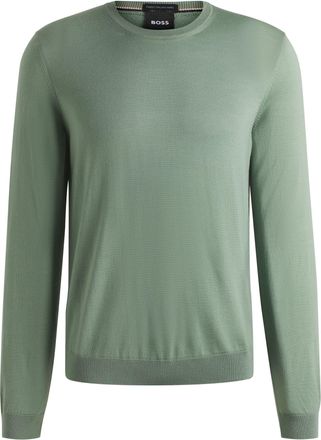 BOSS Herren Leno-P Slim-Fit Pullover aus Merinowolle mit Rundhalsausschnitt Hellgrün XXL