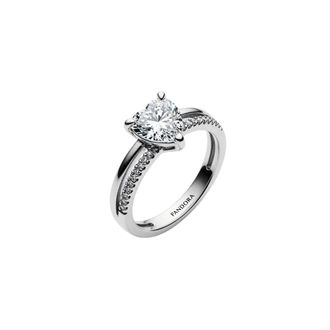 Pandora Femme, Accessoires, Gris, Taille: 50 MM Bague Zirconia Coeur