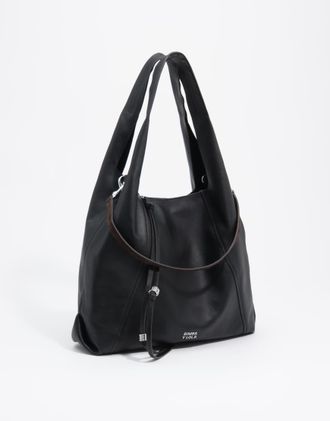 Bimba & Lola gro&szlig;e Leder-Paperbag-Tasche in Schwarz