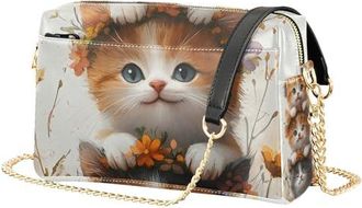 Mnsruu Sacs à bandoulière pour femme, sacs à main en cuir empilés avec chats mignons