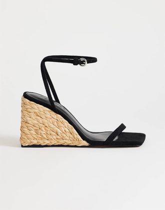 Topshop Elysia - Sandales en deux parties en raphia - Noir