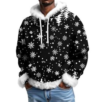 Generic Sweat à capuche de Noël pour homme, sweat à capuche de Noël pour homme, motif Père Noël moche imprimé graphique 3D, sweat-shirt décontracté pour fêtes
