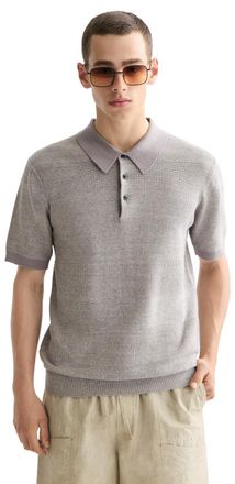 Scotch & Soda Herren Knitted Polo Shirt Polohemd, Grau Melange 030, XXL