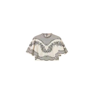 Twinset Cropped Satin Jacquard Bluse - - Blouses & Shirts - Damen - Wei&szlig; - S