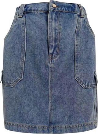 Generic Jupe Short Femme - Jupe en Jean pour Femmes Jupe Douce Aux Hanches Taille éLastique Poche Cargo Jupe en Jean Jupe Violette Grande Taille