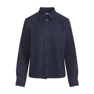 Bottega Veneta Femme, Blouses et Chemises, Bleu, Taille: 34 FR Chemise en Laine Drill