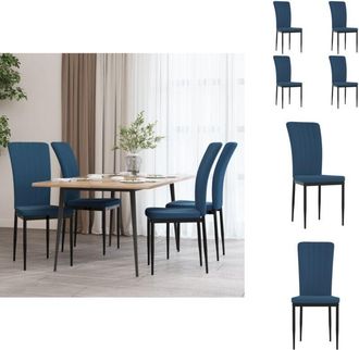 vidaXL Esszimmerst&uuml;hle 4 Stk. Blau Samt - Samtsessel - Esszimmerst&uuml;hle Blau - St&uuml;hle K&uuml;che - Moderner Sessel - Bequeme St&uuml;hle