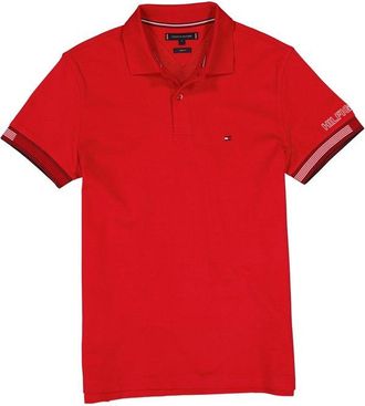 Tommy Hilfiger Herren Polo-Shirt rot Baumwoll-Piqu&eacute;