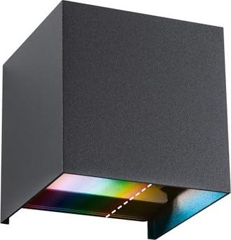 Paulmann 94847 LED Au&szlig;enwandleuchte Cybo IP44 2x2,5W 2x150lm dimmbar 100x100mm Anthrazit Aluminium RGBW