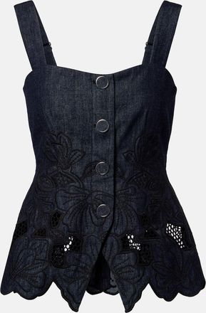 Veronica Beard Top Mirielle en chambray de coton