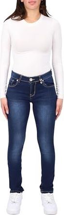 Malito more than fashion Malito K009 Jean pour femme - Taille basse - Coupe skinny - Élastique - Denim stretch - Taille basse - Coupe slim, Denim bleu., 46/mince
