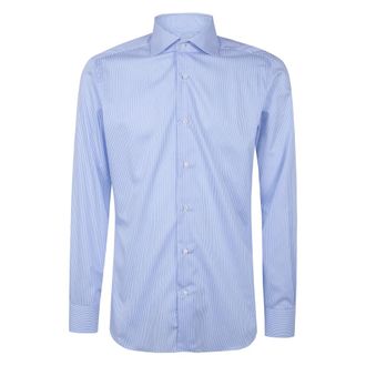 Barba Homme, Chemises, Bleu, Taille: L Chemise Classique en Twill de Coton Stright Bacchetta