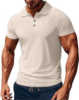 Generic DENGJIAMY Chemise de golf textur&eacute;e &agrave; manches courtes pour homme T-shirt &agrave; col tendance classique pour homme, kaki, 3XL