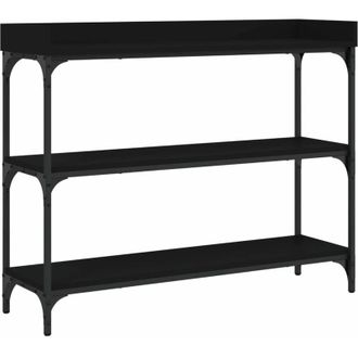 vidaXL Vidaxl - Table console noire 100x30x80 cm - Bois ding&eacute;nierie et m&eacute;tal - R&eacute;sistance &agrave; lhumidit&eacute; - Grand espace de rangement