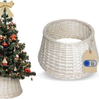 Creative Home Weihnachtsbaum Rock Weide | Kragen Korb &Oslash; 46cm x H 24cm | Wei&szlig; Christbaumdecke Christbaumst&auml;nder Abdeckung Tannenbaum Umrandung f&uuml;r Weihnachtsbaumst&auml;n