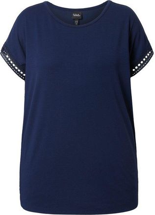 Ulla Popken T-Shirt T-Shirt Lochspitze Classic Rundhals Halbarm
