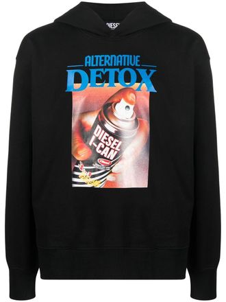 Diesel hoodie en coton &agrave; logo imprim&eacute; - Noir