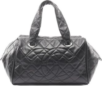 Chanel 2006-2008 CC Quilted Caviar Bowler Bag boston bag - Schwarz