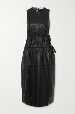 Proenza Schouler Midikleid Aus Kunstleder Mit Raffungen - Schwarz