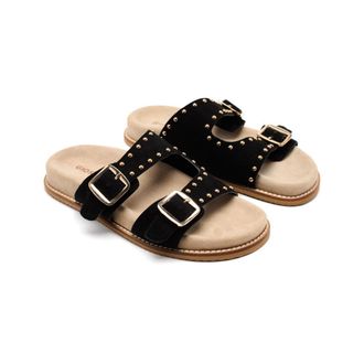 Gioseppo Leder Sandale mit Nieten und Doppel Schnalle - - Shoes - Damen - Schwarzk - 37 EU