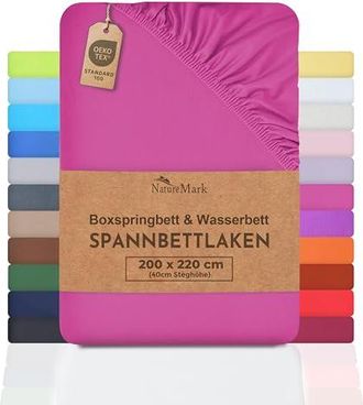NatureMark Drap-housse basique pour lit &agrave; sommier tapissier et &agrave; eau - 200 x 220 cm - Hauteur de bonnet 40 cm - 200 x 220 cm - 100 % coton - Rose
