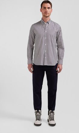 Eden Park Chemise En Popeline De Coton &Agrave; Rayures Bordeaux Coupe Regular