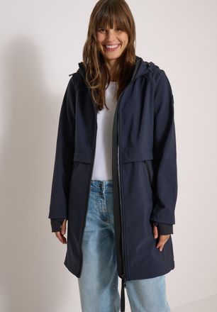 Cecil Softshellmantel CECIL, Damen, Gr. XXL (46), blau (schwarz navy blau), Softshell, 92% Polyester, 8% Elasthan, unifarben, normal ca. Mitte Oberschenkel,