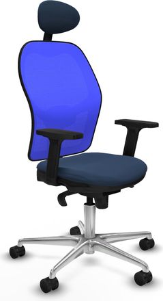 Piqueras y Crespo B&uuml;rostuhl mit 2D-Armen, h&ouml;henverstellbarer Lendenwirbelst&uuml;tze und festem Kopfteil, ausgestattet mit 5 Positionen und injiziertem Schaumstoff, Blau/Mar