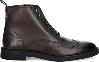 BOSS bottines en cuir à lacets - Marron