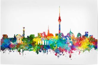 artboxONE Poster 90x60 cm Städte/Berlin Berlin City Skyline Watercolor - Bild Berlin deutschalnd Skyline