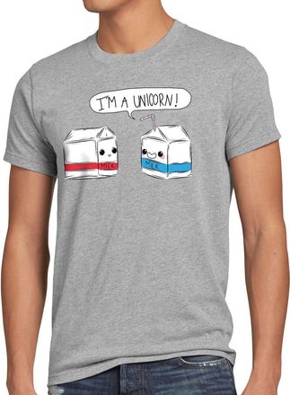 style3 I am a Unicorn Milk Herren T-Shirt Einhorn Milch Funshirt, Gr&ouml;&szlig;e:XXL, Farbe:Grau meliert