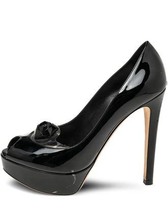 Dior escarpins à fleurs appliquées 140 mm - Noir