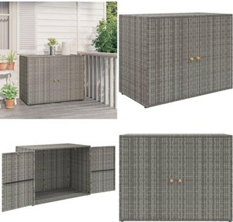 vidaXL Gartenschrank Grau 100x55,5x80 cm Poly Rattan - Gartenschrank - Outdoor M&ouml;bel - Stauraumschrank - Wetterfest - Poly Rattan - Home & Living