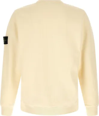 Stone Island Badge Logo Cotton Jersey Sweatshirt - Ivory