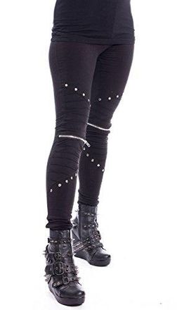 Vixxsin Leggings long Fermeture &eacute;clair Vixxsin Punk Gothique Wind Stretchy - Noir (L - FR 40-42)