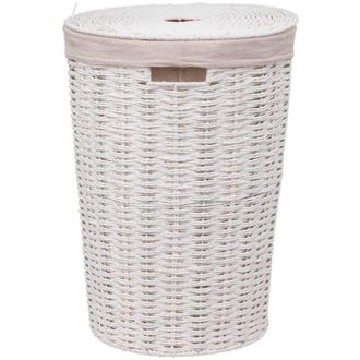 5five Simply Smart 5five Simply Smart - Panier &agrave; linge 40L Blanc tress&eacute; d 32 x h 58 cm - Five
