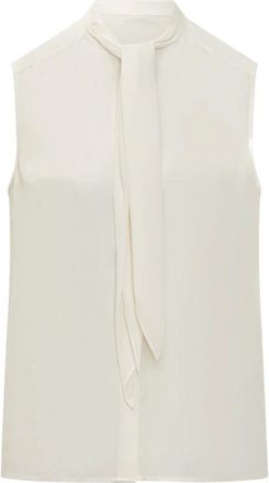 Tory Burch Femme, Blouses et Chemises, Blanc, Taille: 36 FR Sleeveless Bow Blouse