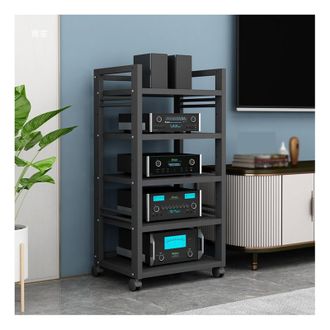 Generic Plattenspielerständer, Hi-Fi-Stereoschrank, Stereoschrank mit 5 Ablagen, AV-Multimediaständer, Unterhaltungsregal, perfekt für Kinos, Musikzimmer, Bür