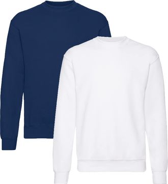 Fruit Of The Loom Herren 62-202-0 Set-IN Sweatshirts 1er/2er - 1Weiss/1Navy + 1 HLKauf-Notizblock - Gr&ouml;&szlig;e: 3XL