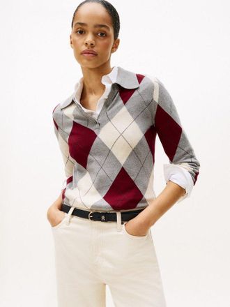 Tommy Hilfiger Strickpullover CO ARGYLE POLO-NK SWEATER
