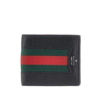 Gucci Web intarsia leather bi-fold wallet Man One Size